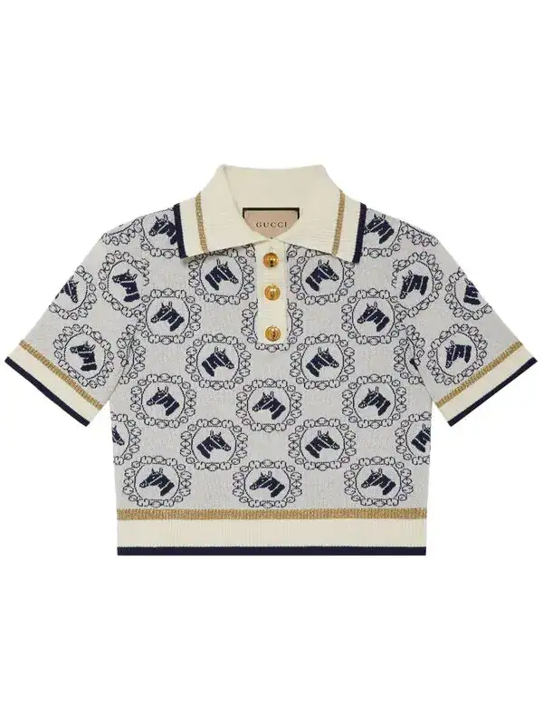 Gucci Equestrian Jacquard Polo Top - 9323 블루 | Editorialist